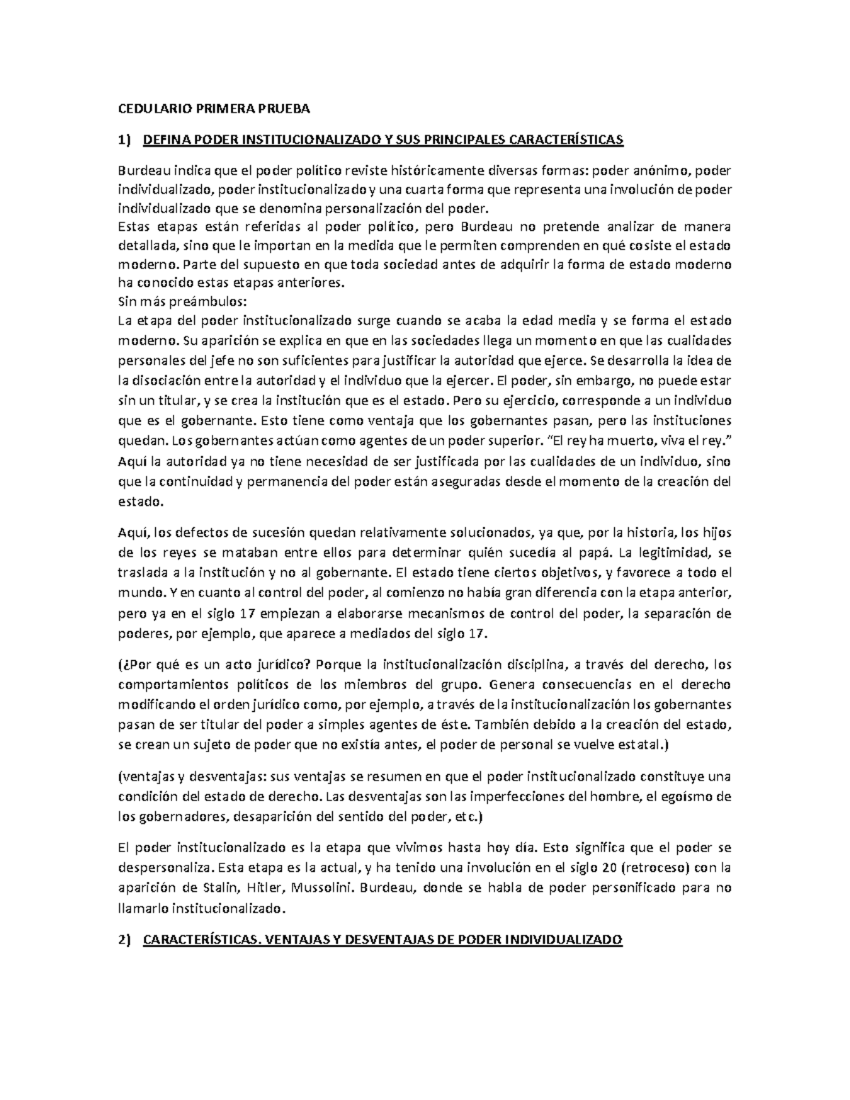 Cedulario Primera Prueba y examen - CEDULARIO PRIMERA PRUEBA 1) DEFINA ...