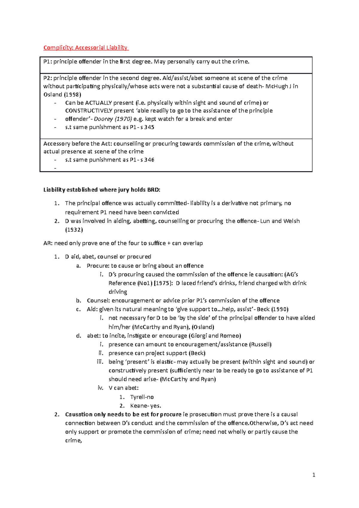 Complicity and Accessorial Liability in Criminal Law - Studocu