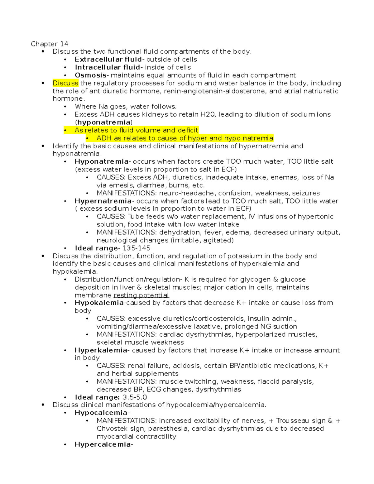 Exam 2 Self Review - patho study guide - Chapter 14 Discuss the two functional fluid ...
