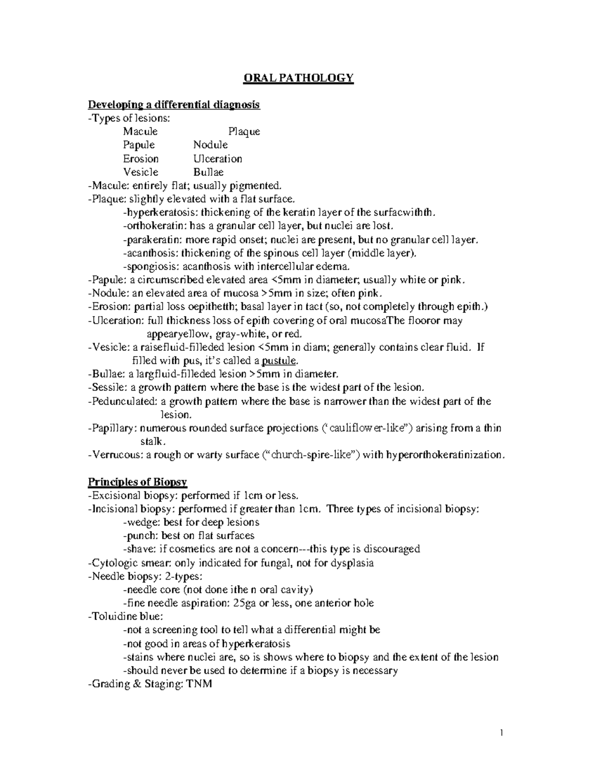 Oral Pathology Review Compilation - ORAL PATHOLOGY Developing a ...