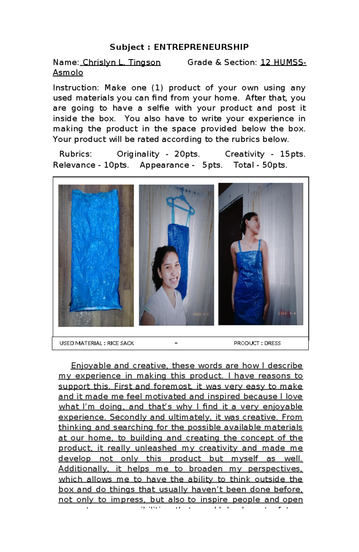 Entrep- Assignment-1-Module-1-2 - Subject : ENTREPRENEURSHIP Name ...