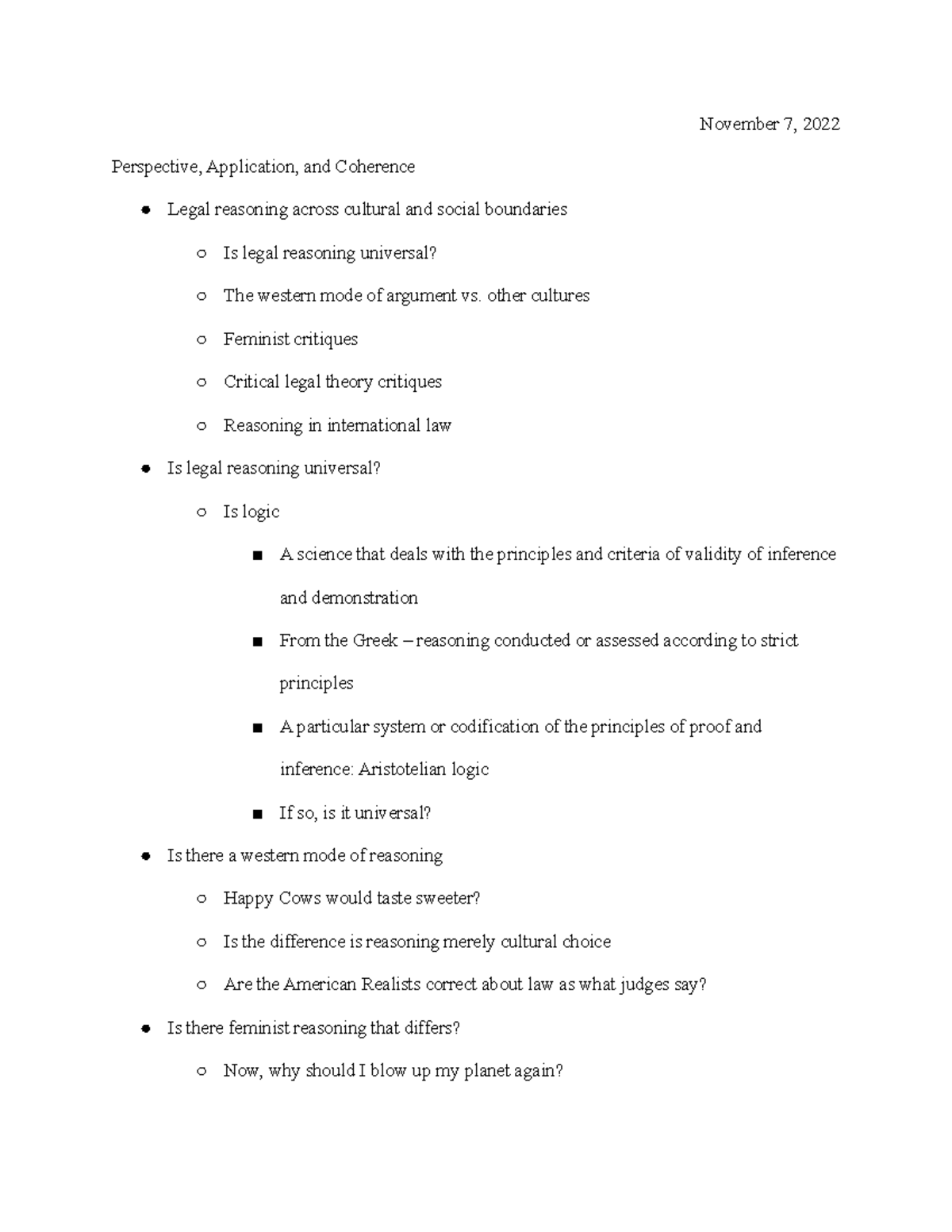 Perspective, Application, and Coherence - November 7, 2022 Perspective ...