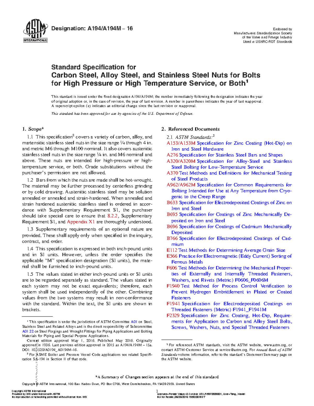 ASTM A194 - I hope useful - Designation: A194/A194M − 16 Endorsed by ...