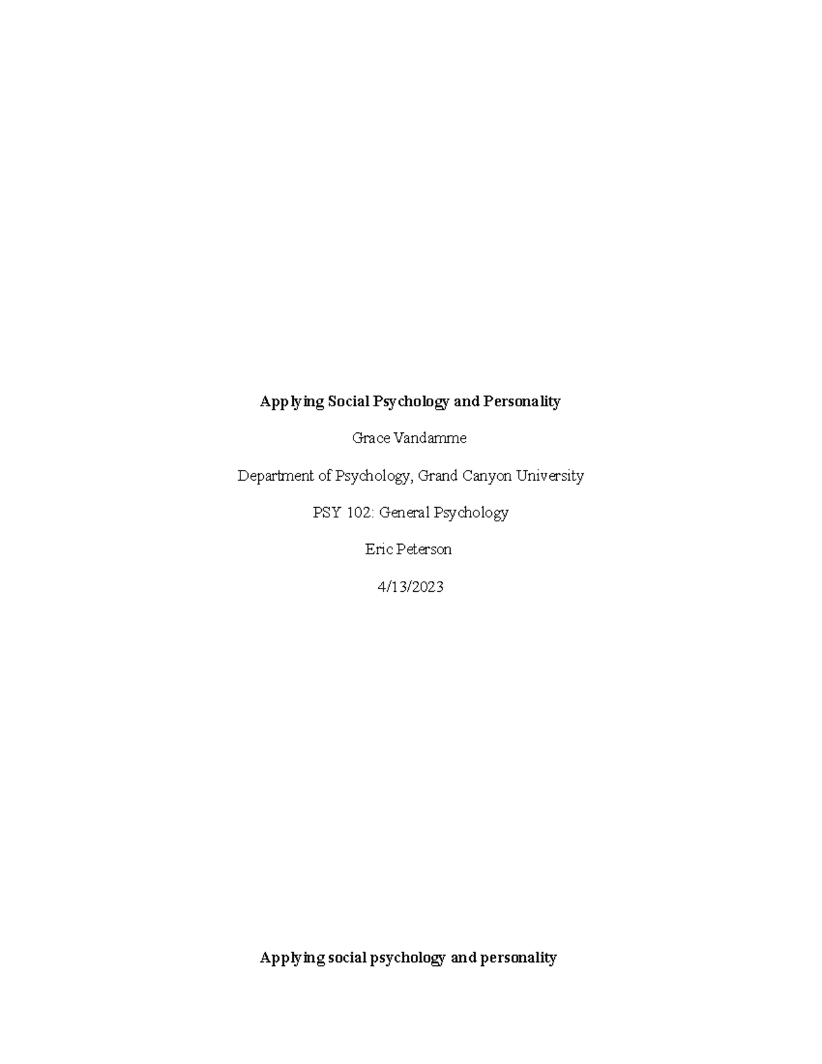 Applying social psychology and personality - Applying Social Psychology ...
