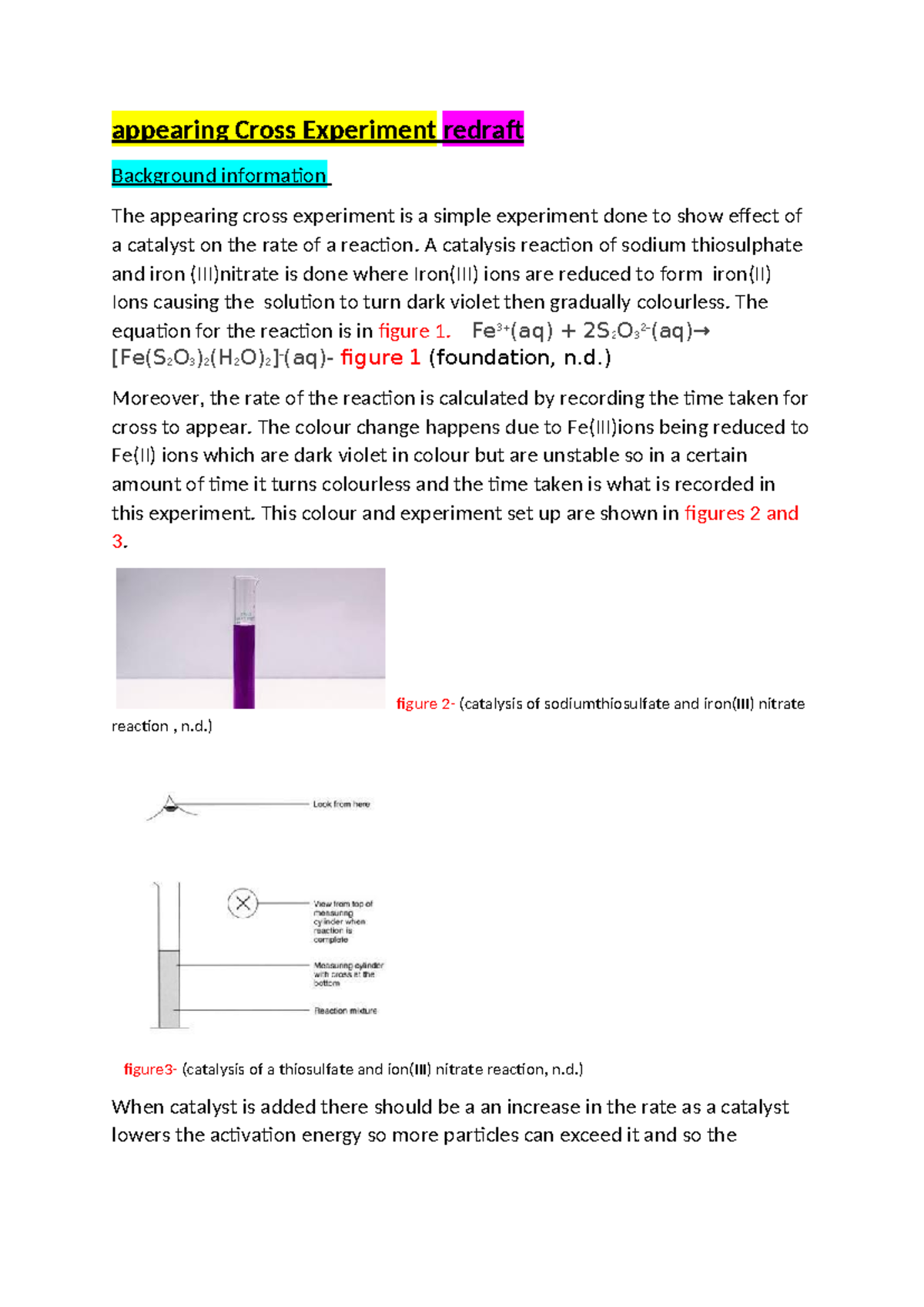 Appearing Cross Experiment - A catalysis reaction of sodium ...
