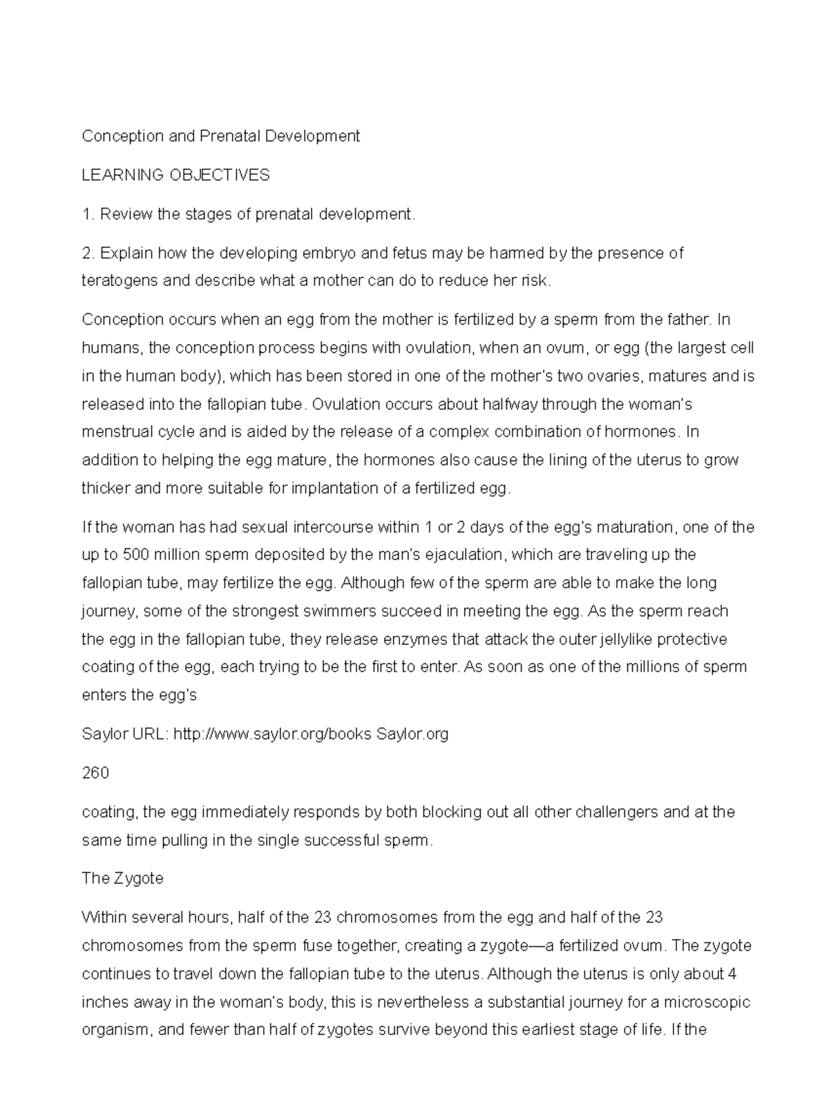 PSYC 33 - PSYC 33 notes - Conception and Prenatal Development LEARNING ...