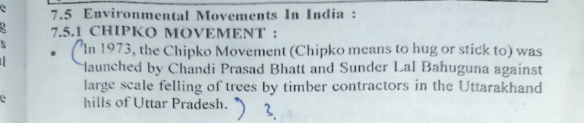 Environmental Movements - 5 CHIPKO MOVEMENT: (n 1973, theChipko ...