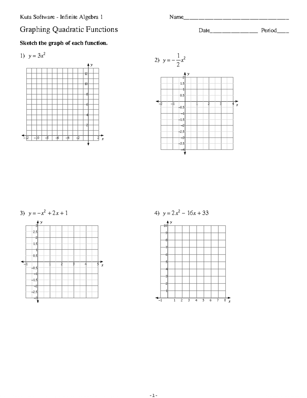 Graphing Quadratic Functions - ©W 4 2Y 01 1Z 20 2 KGuht XaP uS HoefJ t ...