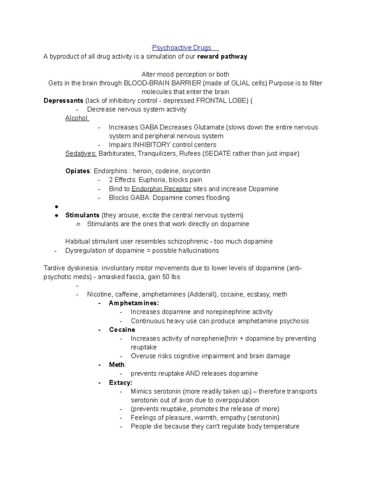 Psychoactive Drugs - Studocu