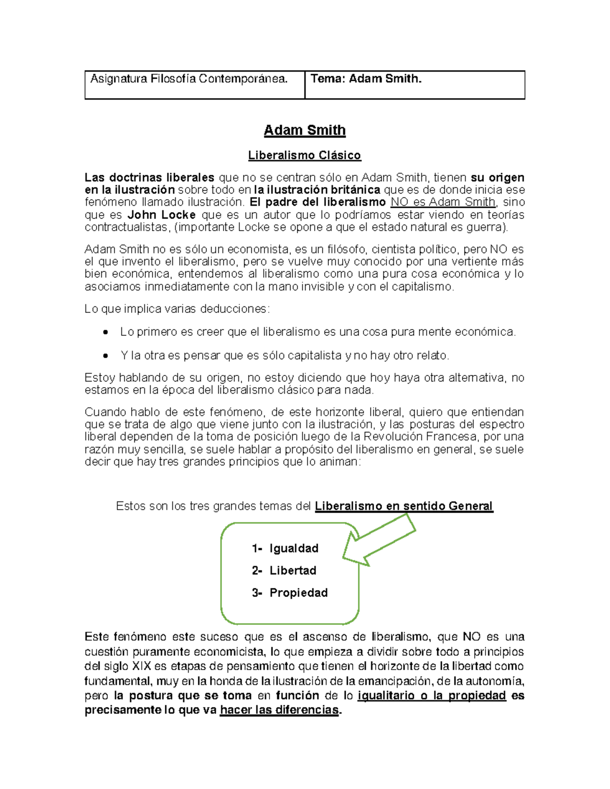 Clase ADAM Smith - Asignatura Filosofía Contemporánea. Tema: Adam Smith ...