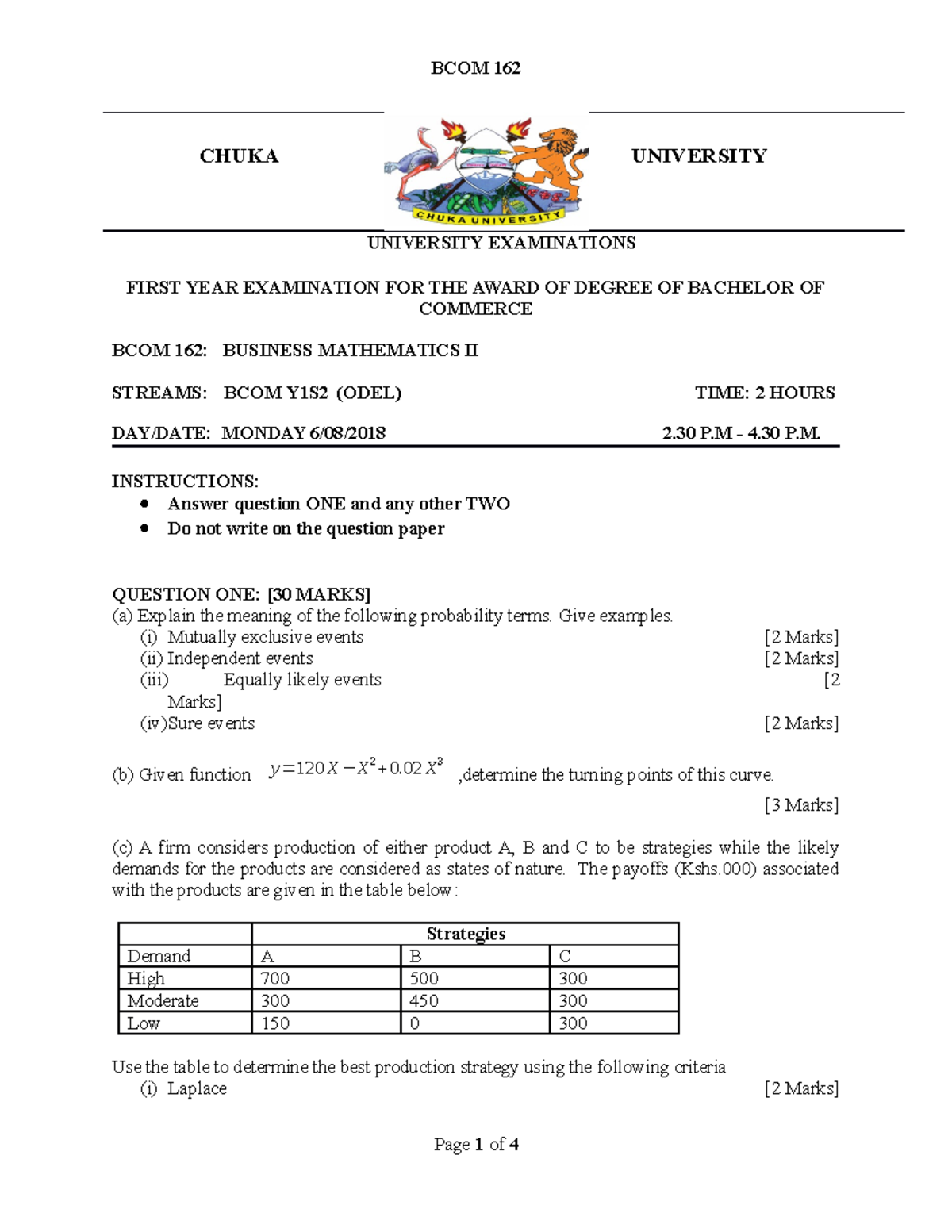 Bcom bs maths cat - THE BEST NOTES EVER - CHUKA UNIVERSITY UNIVERSITY ...