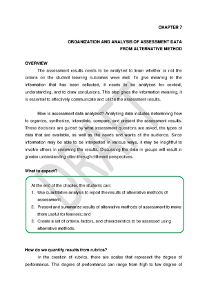 Chapter 2 (Module) - n/a - CHAPTER 2 LEARNING TARGETS FOR PERFORMANCE ...
