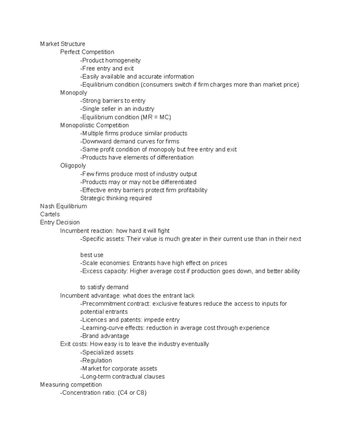 Management - Market Structure Perfect Competition -Product homogeneity ...