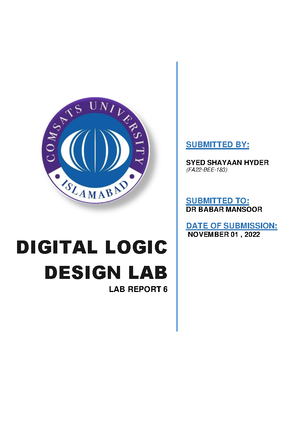 DLD Lab 4 - lab 4 adder subtractor for n bit - Digital Logic Design EEE Lab # 04 Name Syed ...
