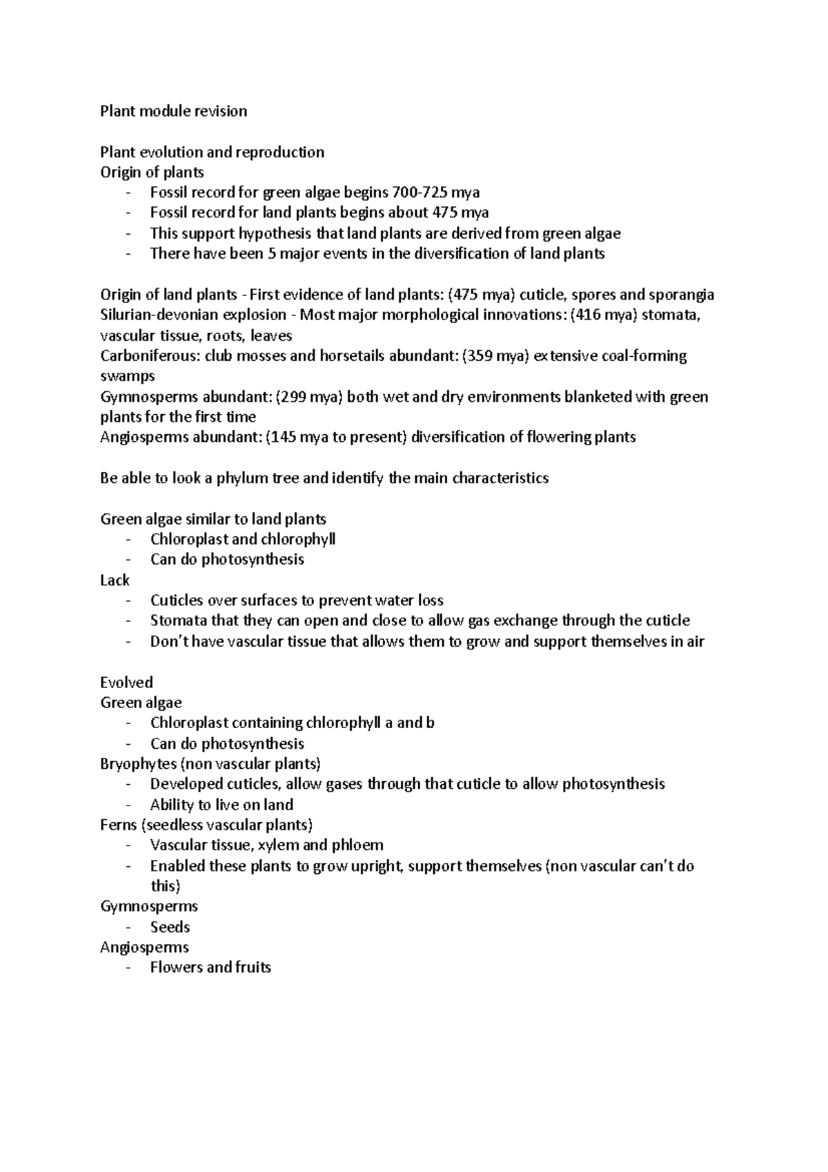 Plant module revision - Plant module revision Plant evolution and ...