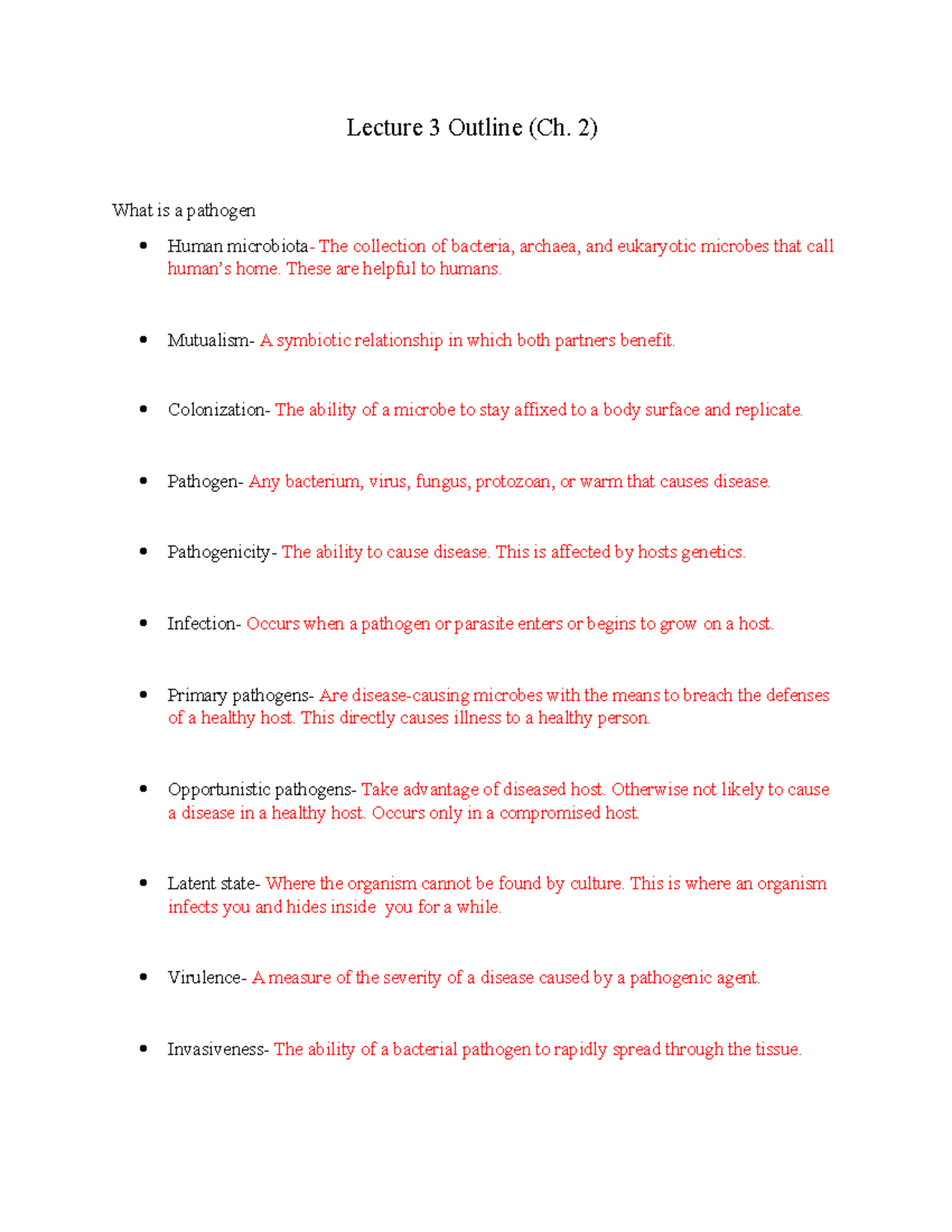 Lecture 3 Outline - Lecture 3 Outline (Ch. 2) What is a pathogen Human microbiota- The ...