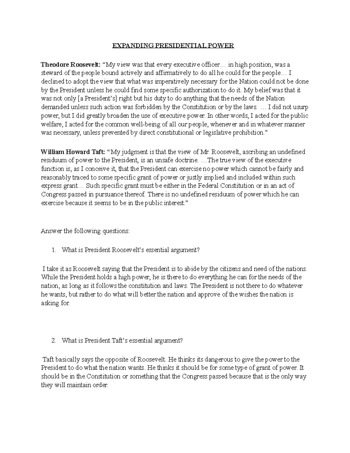 Expandingpresidentialpower - EXPANDING PRESIDENTIAL POWER Theodore ...