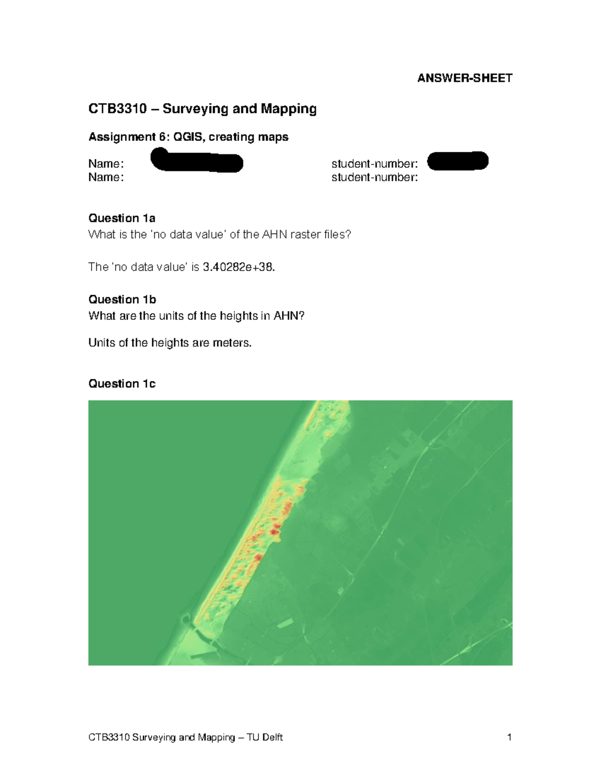 CTB3310 assignment 6 - ANSWER-SHEET CTB3310 – Surveying and Mapping Assignment 6: QGIS, creating ...