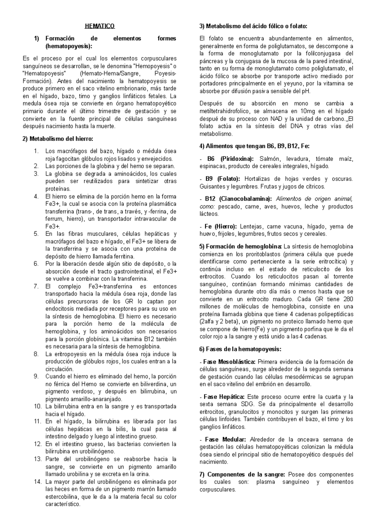 Fisiopatologia Hematico - HEMATICO Formación de elementos formes ...