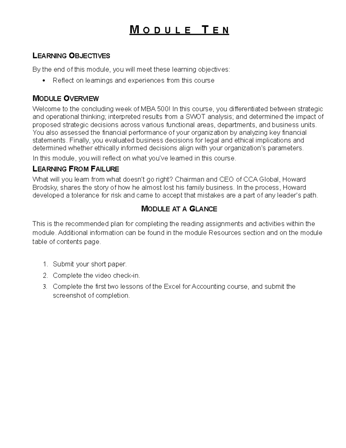 Module 10 - M ODULE T EN LEARNING OBJECTIVES By the end of this module ...