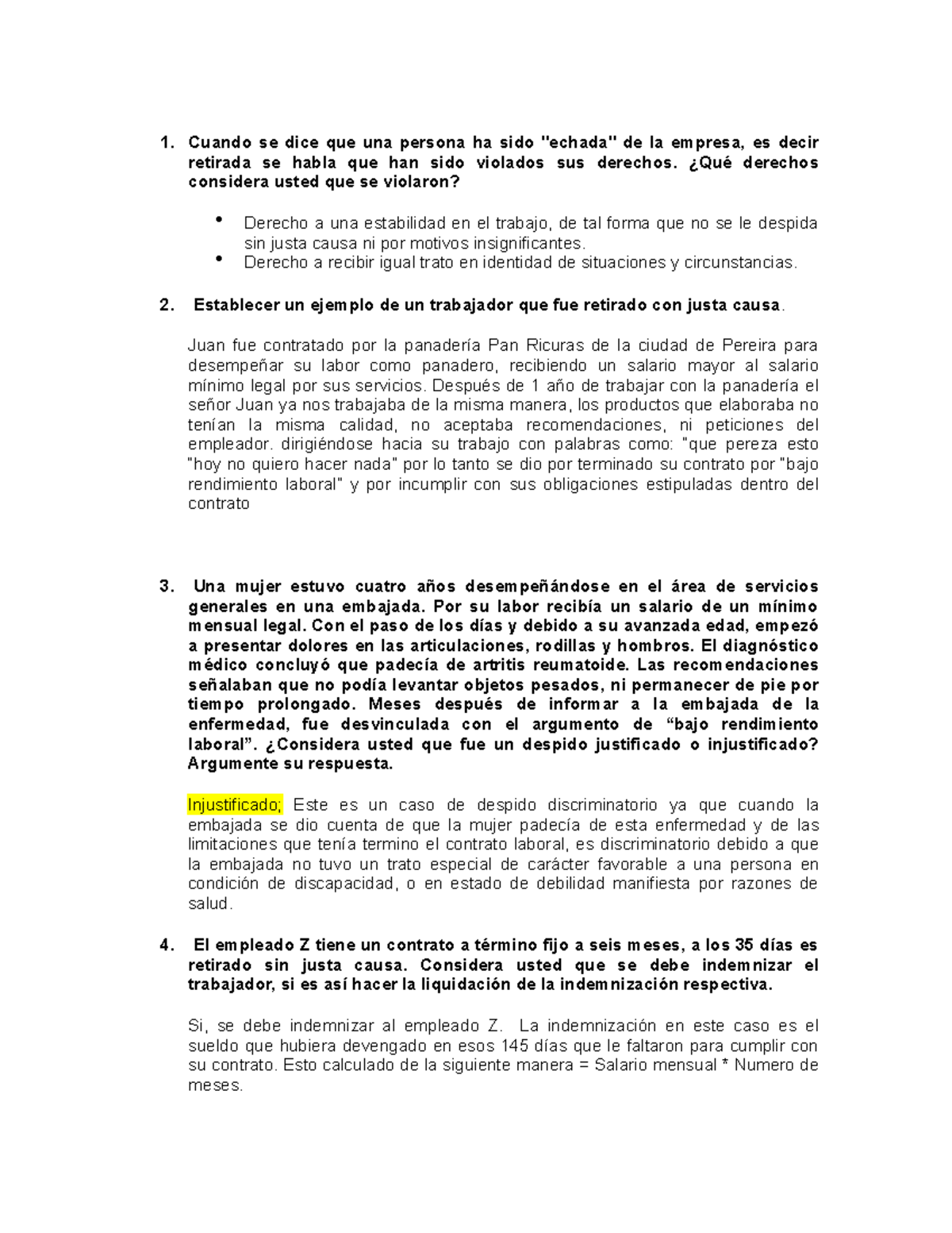 Taller Electiva III Clase - Cuando se dice que una persona ha sido "echada" de la empresa, - Studocu