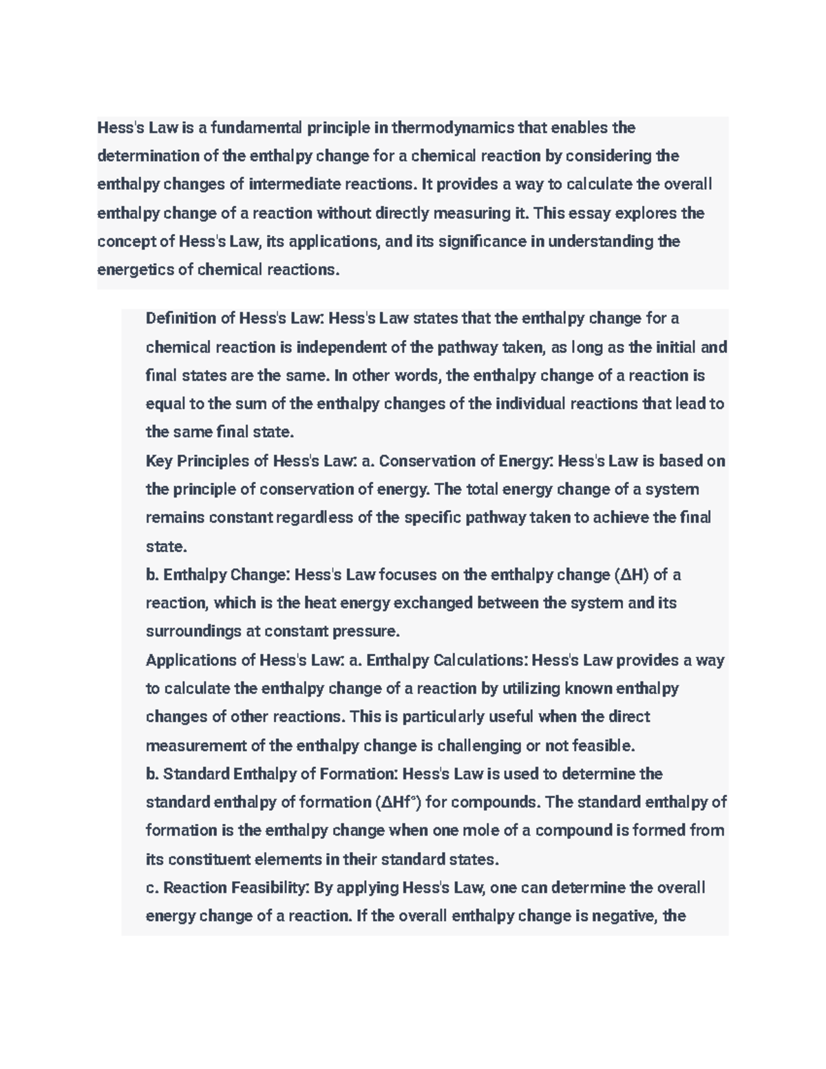 Unit 6 Enthalpy Changes in Chemical Reactions - Hess's Law is a ...
