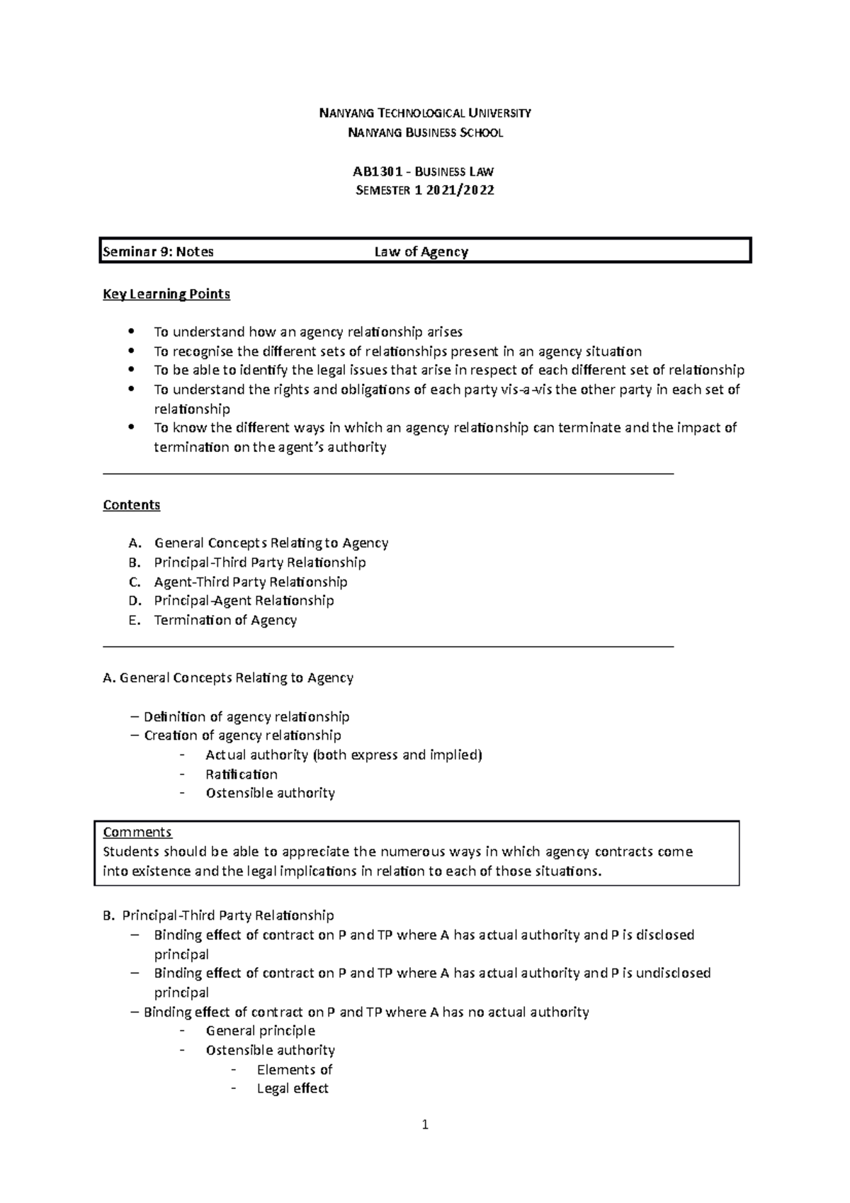 S1 Notes for seminar 1 with pointers required - NANYANG TECHNOLOGICAL ...