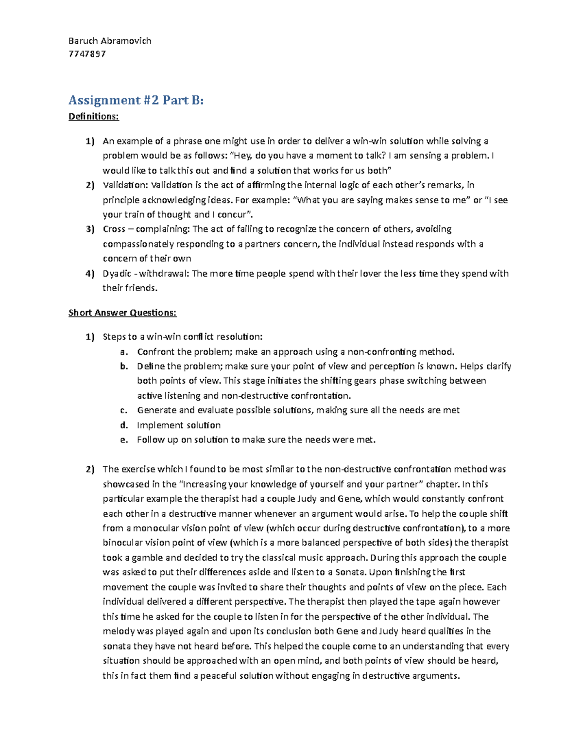 Assignment 2 Psych 3470 - Baruch Abramovich 7747897 Assignment #2 Part ...