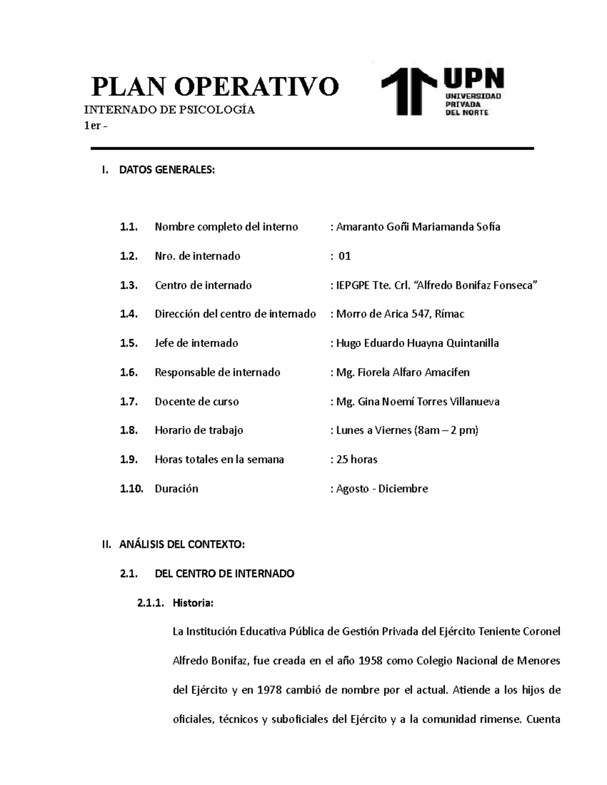 PLAN Operativo 1 - - Studocu