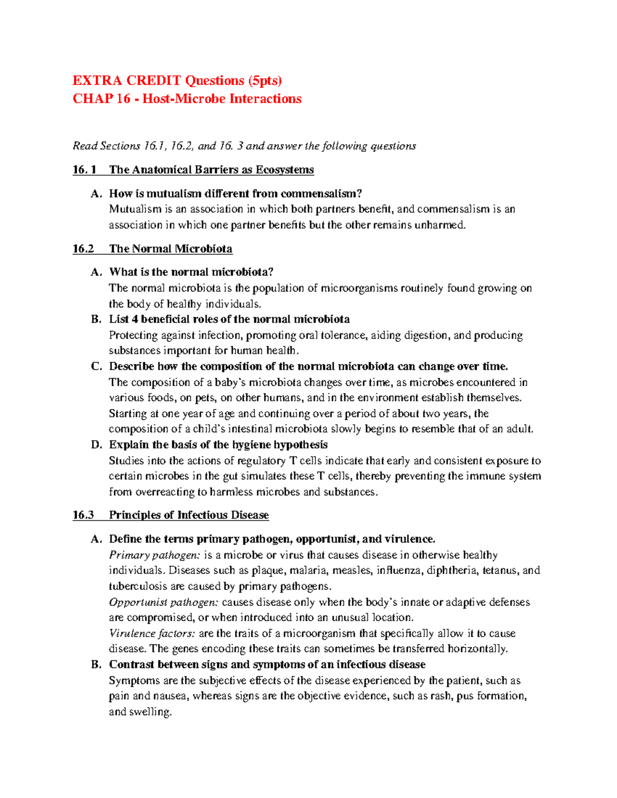Extra credit - Chap 16 - EXTRA CREDIT Questions (5pts) CHAP 16 - Host ...