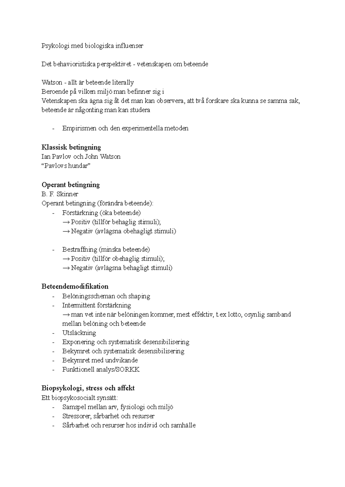 Beteende, stress och affekt - Psykologi med biologiska influenser Det ...