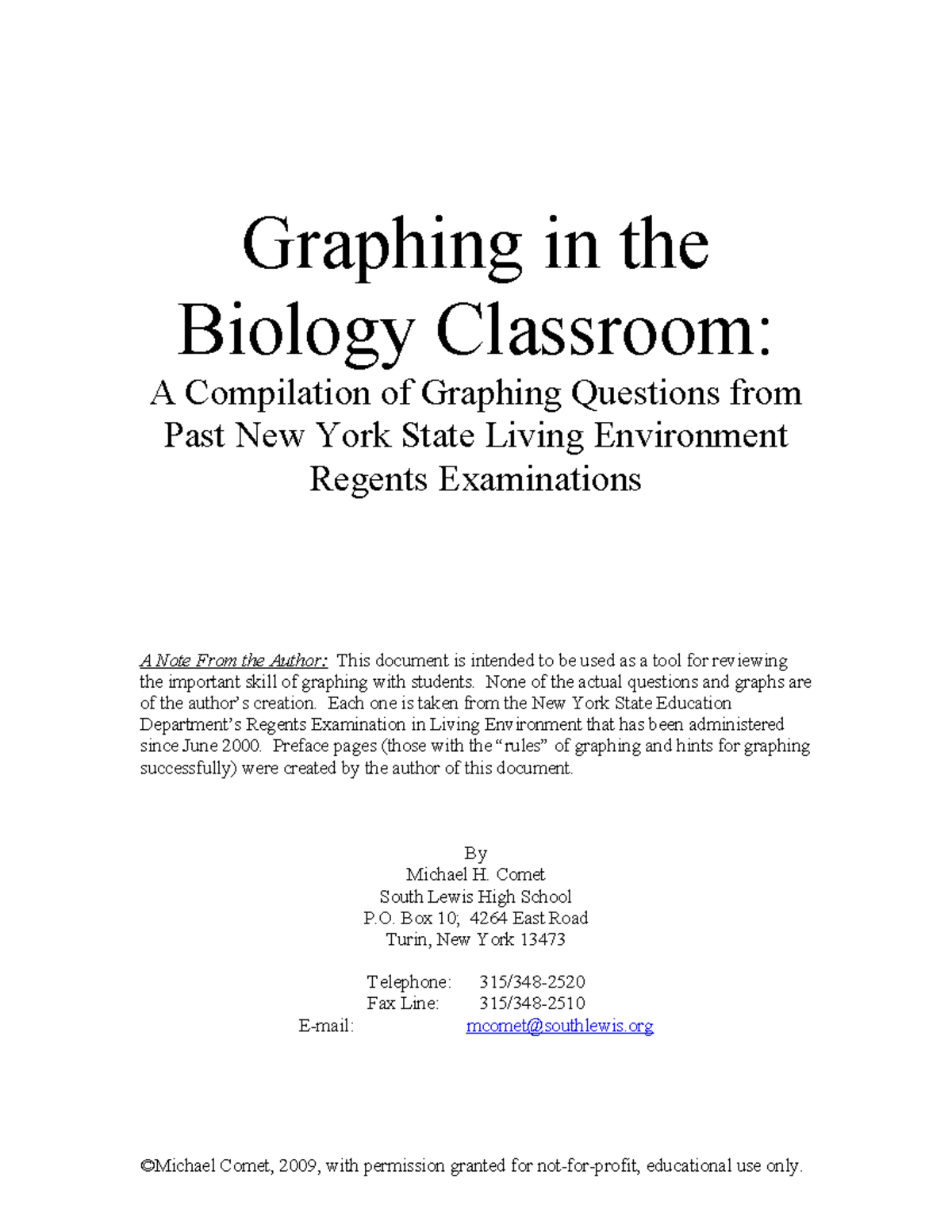 Graphing in the Biology Lab - Graphing in the Biology Classroom: A ...