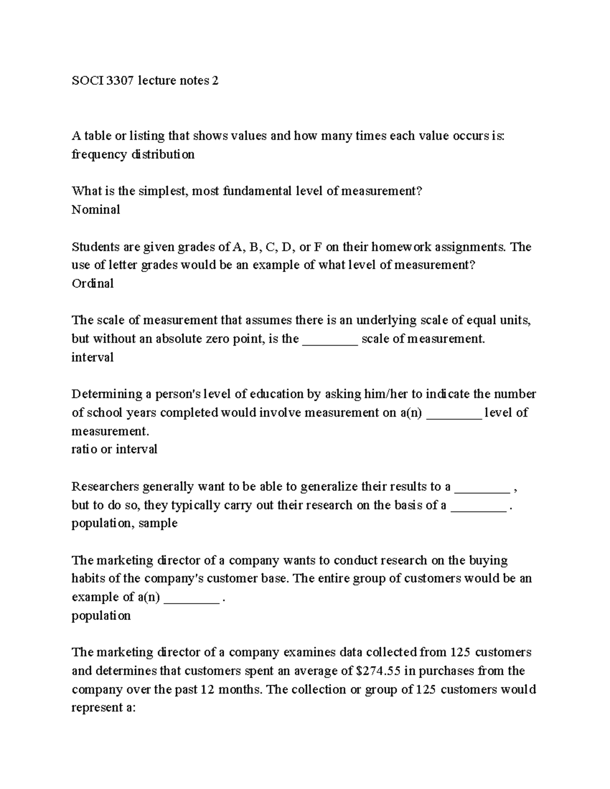 SOCI 3307 lecture notes 2 - SOCI 3307 lecture notes 2 A table or ...