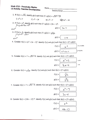 Graph of Equations 1.1 - Math 1710 - Precalculus Algebra 1 Activity ...