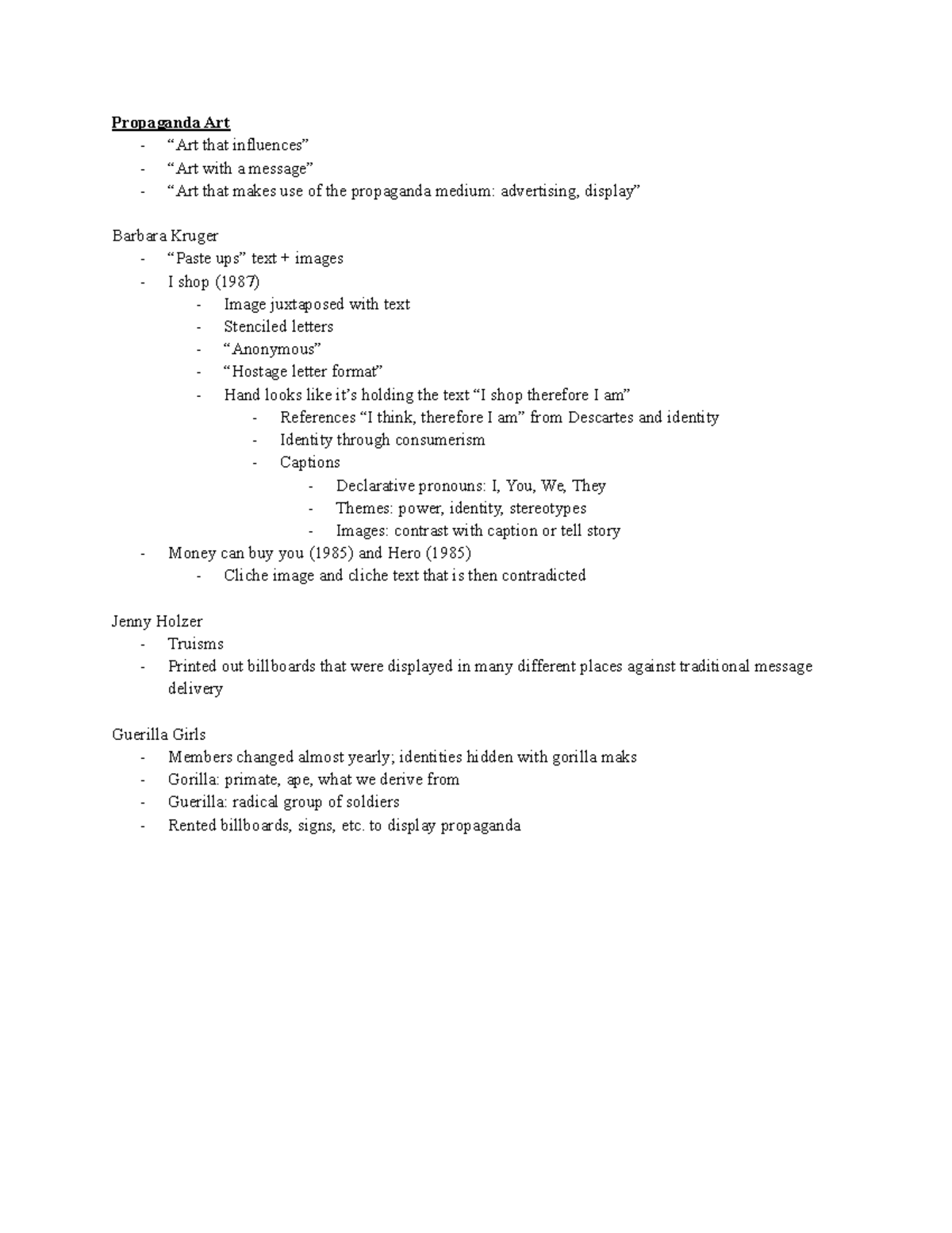 Propaganda Art - Lecture notes for test 5 - Propaganda Art - “Art that ...