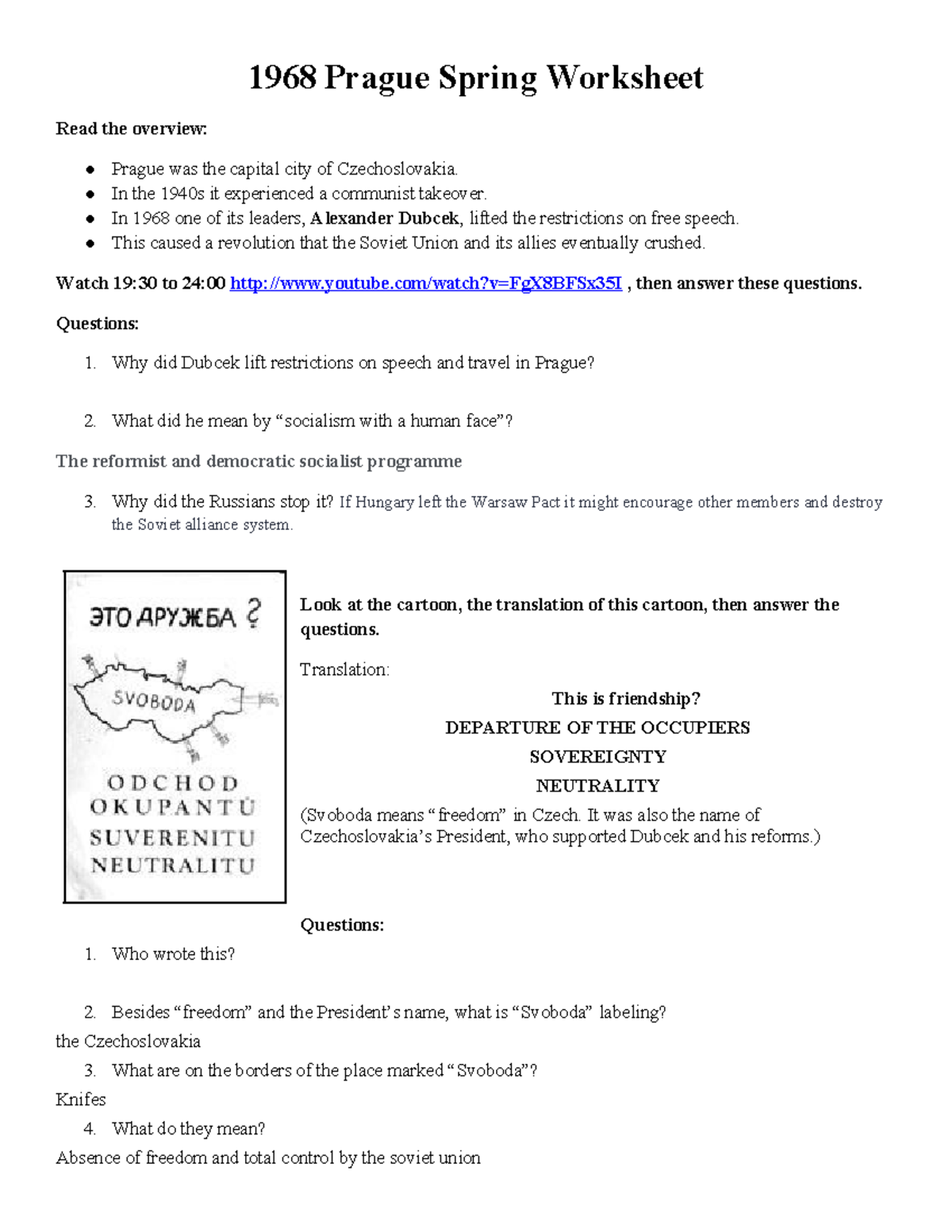 Copy of tech cold war document prague spring - 1968 Prague Spring ...