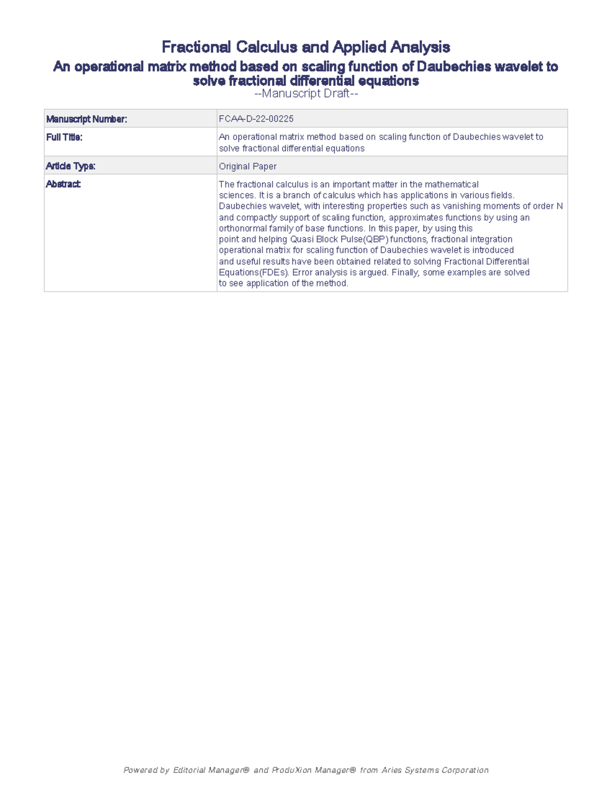 FCAA-D-22-00225 reviewer - Fractional Calculus and Applied Analysis An ...