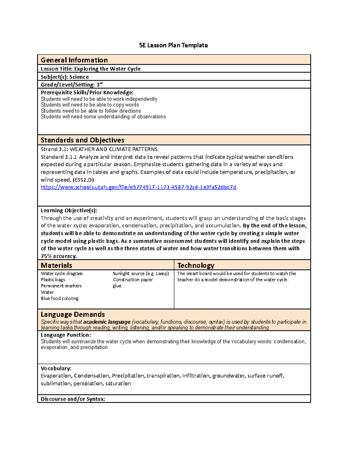 LBM2 TASK 1 - lesson plan - 5E Lesson Plan Template General Information ...
