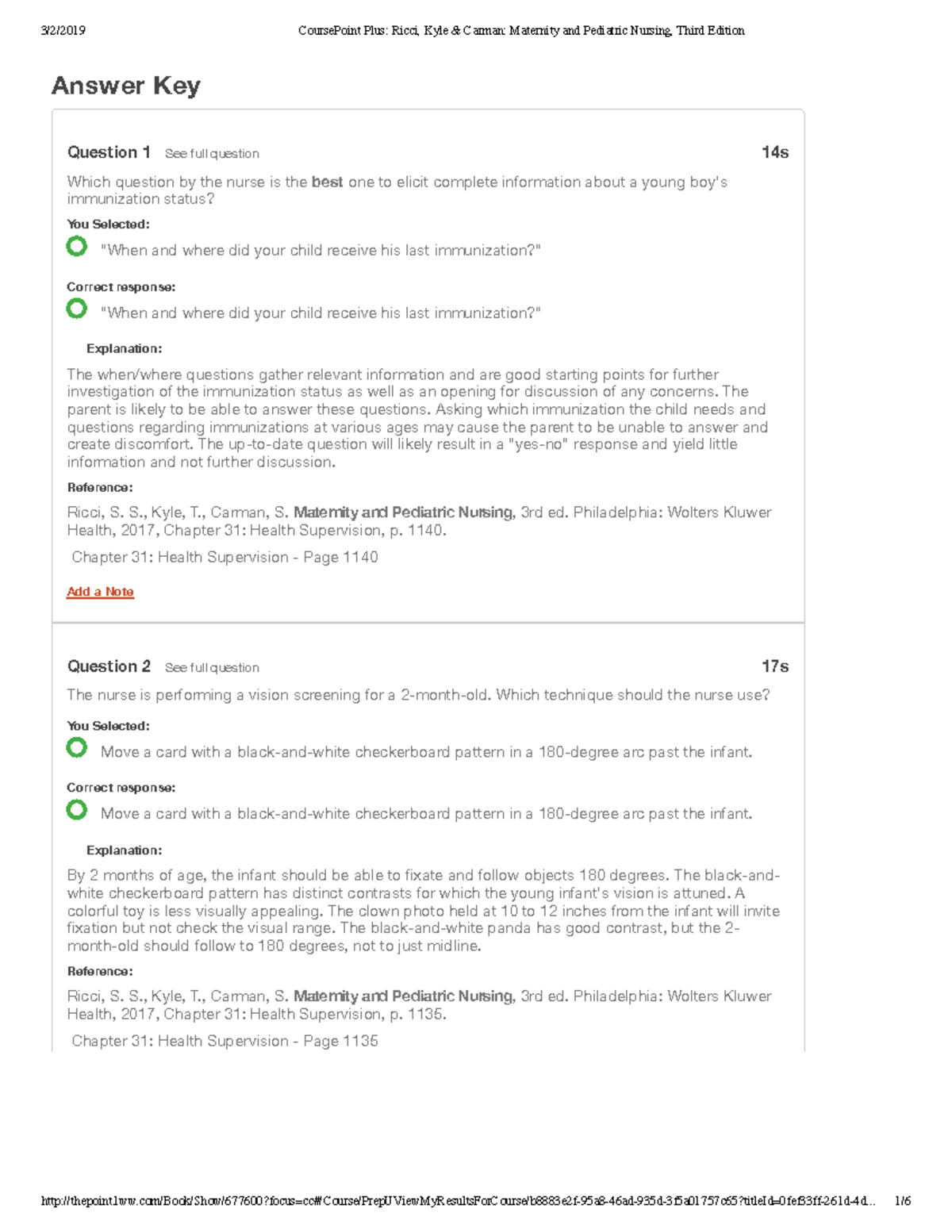 Ch 31 Prep U 4 - Practice questions - 3/2/2019 CoursePoint Plus: Ricci ...