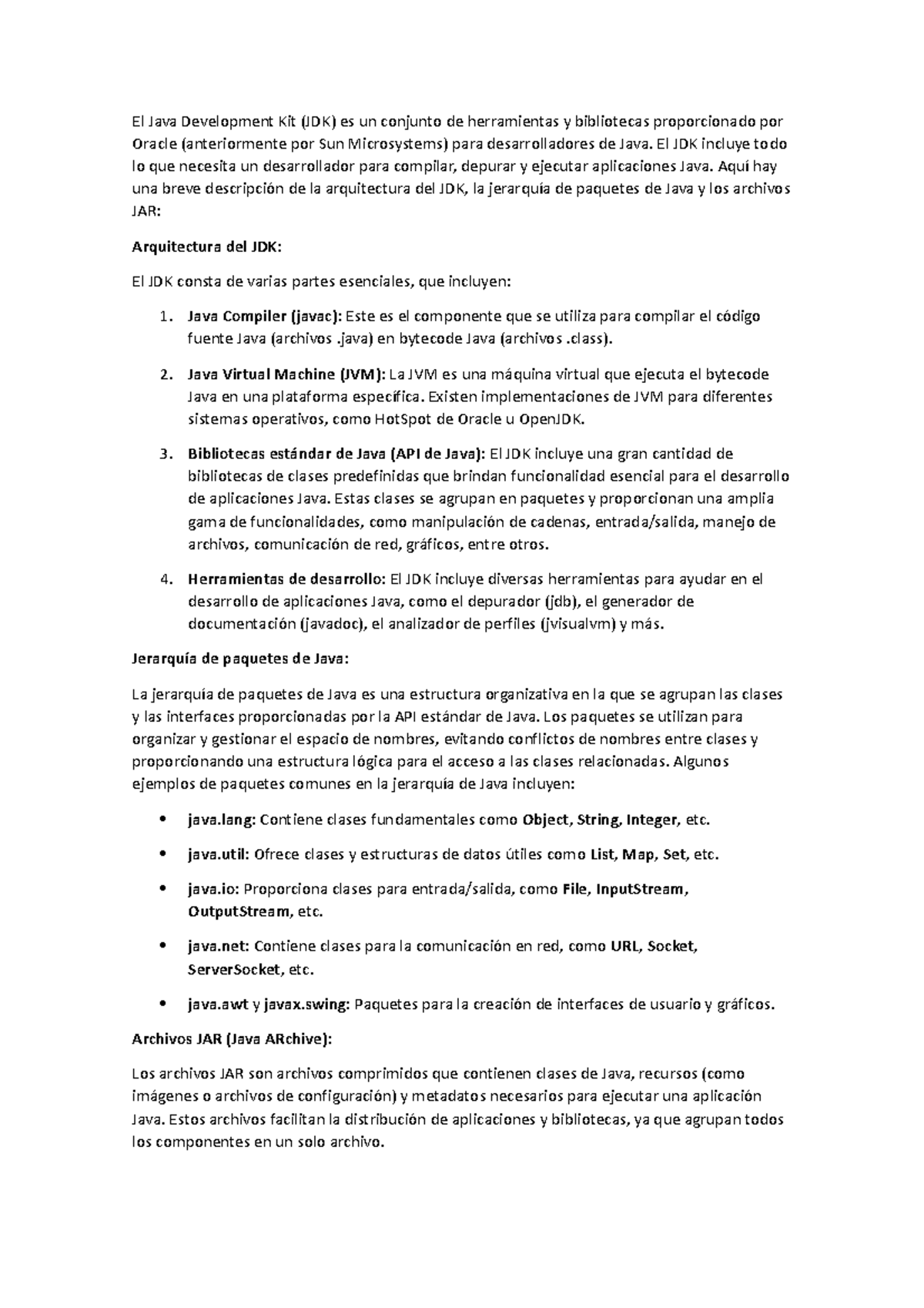 Información de JDK, JAVA y los JARs - El Java Development Kit (JDK) es ...