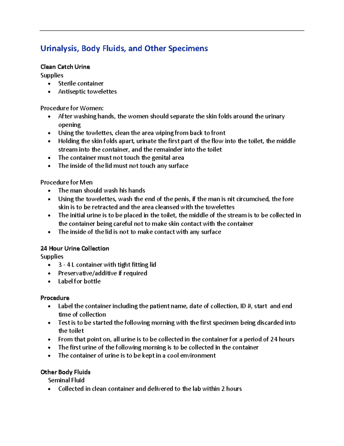 Lesson 22-7 Urinalysis Body Fluid and Other Specimens - Urinalysis ...