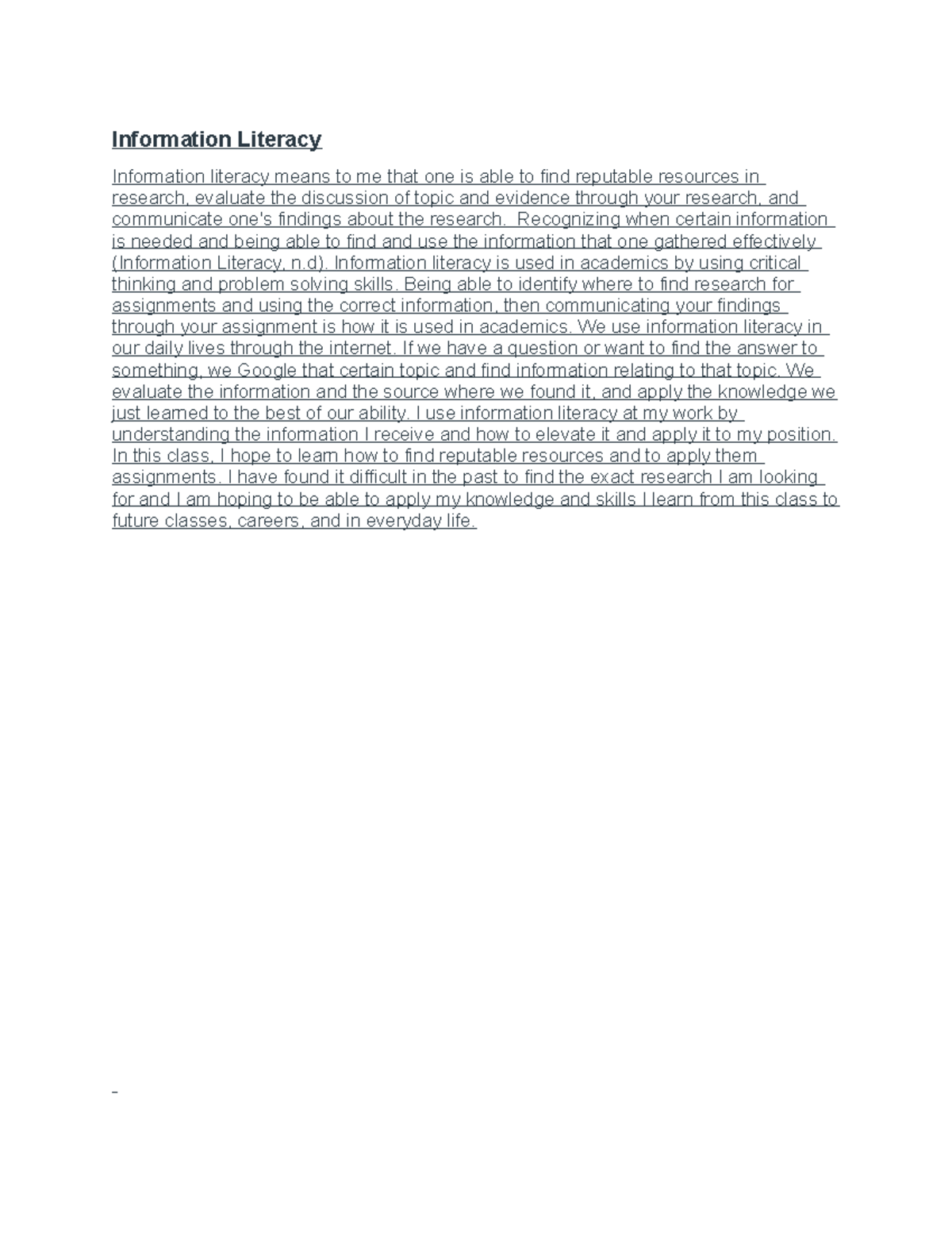 Unit 1 Discussion - Information Literacy (22) - Information Literacy ...