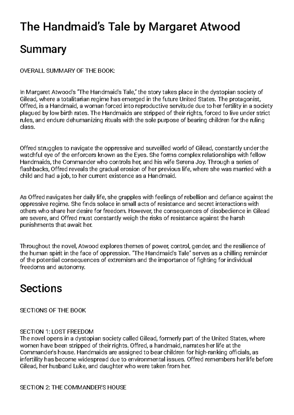 The Handmaids Tale by Margaret Atwood-Study Guide - The Handmaid’s Tale ...