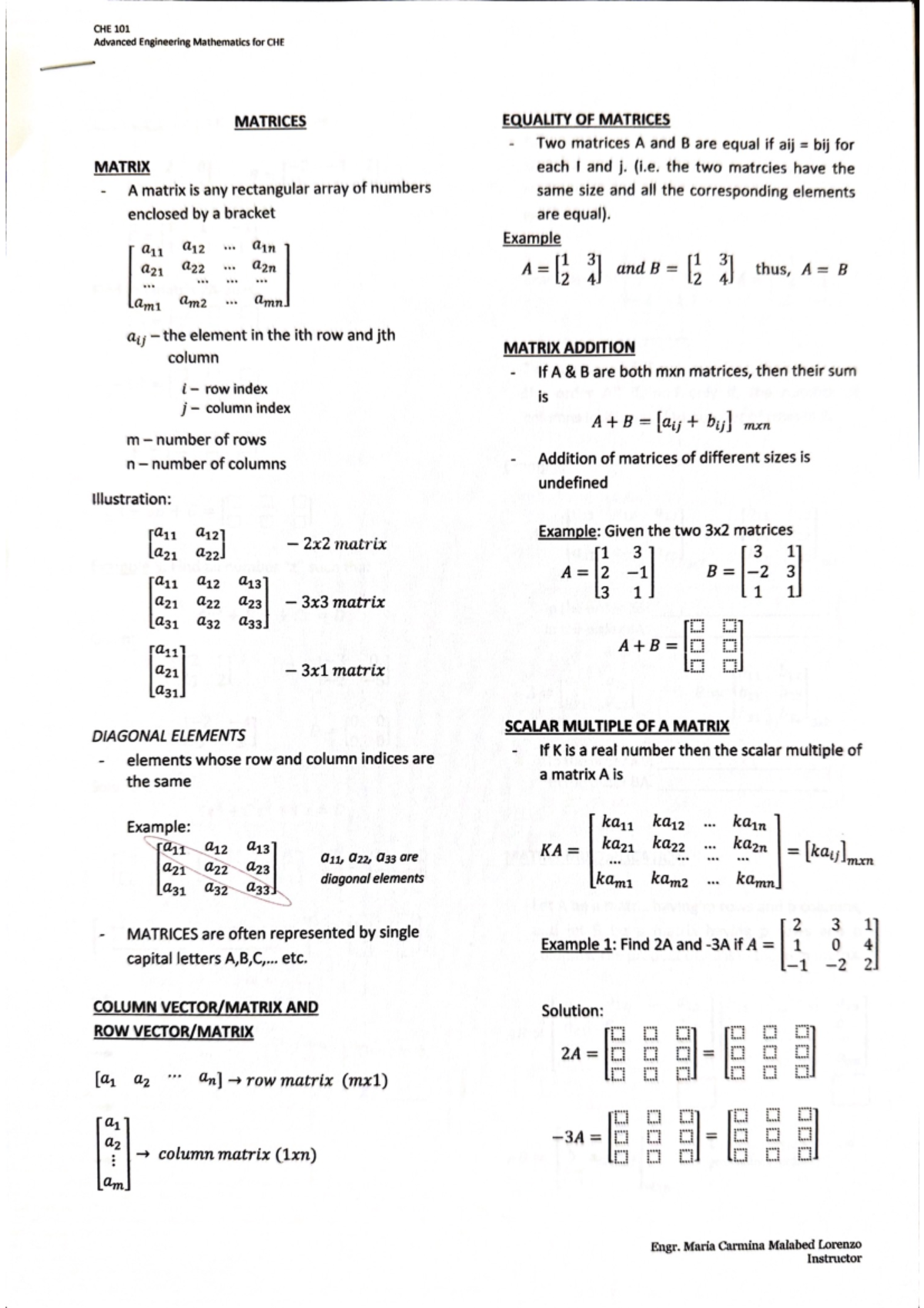 Che-101 - For engineering - CHE 101 Advanced Engineering Mathematics ...