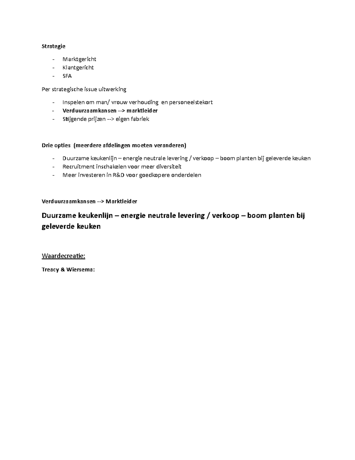 Deel 2 IO - sasasa - Strategie Marktgericht Klantgericht SFA Per strategische issue uitwerking ...