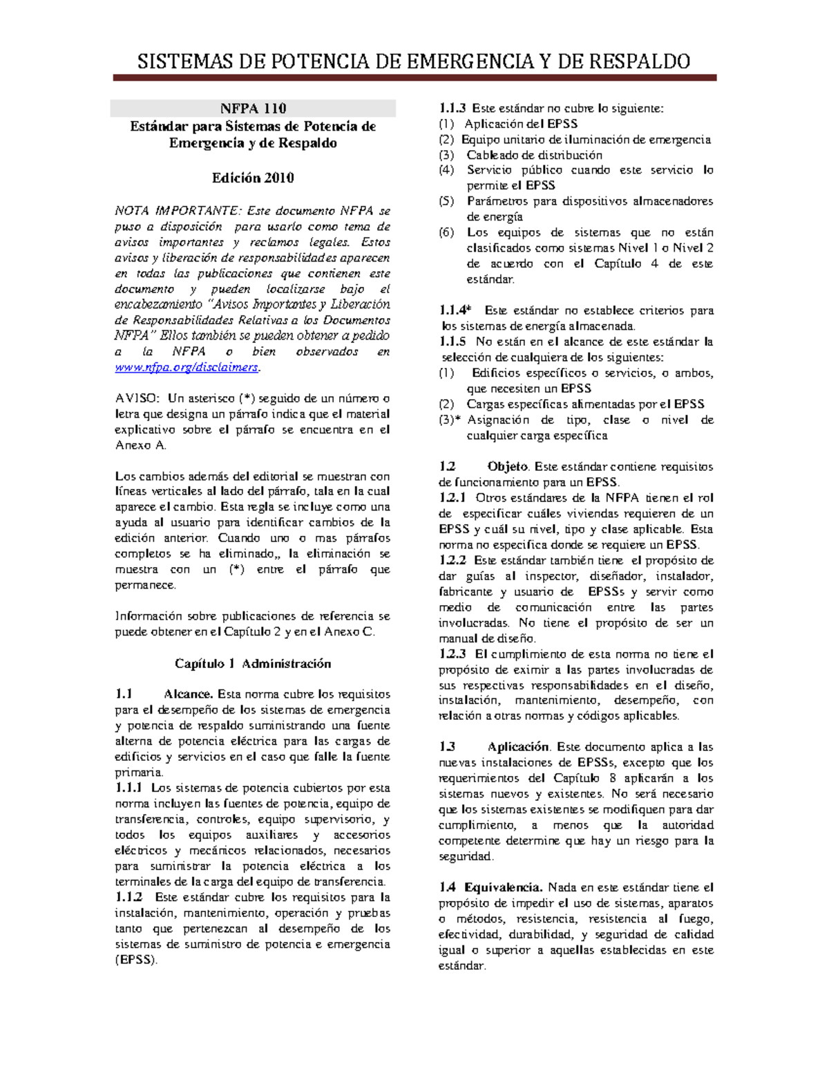 NFPA 110 Plantas de emergencia - NFPA 110 Estándar para Sistemas de ...