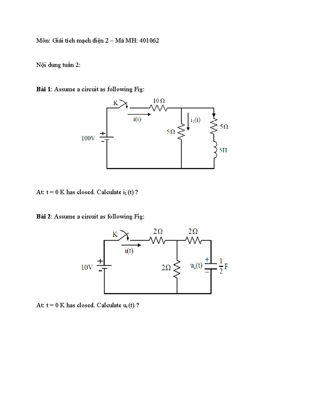 Bai tap bao cao - Week 2 - sddsf - DAN 340 - Môn: Giải tích mạch điện 2 ...