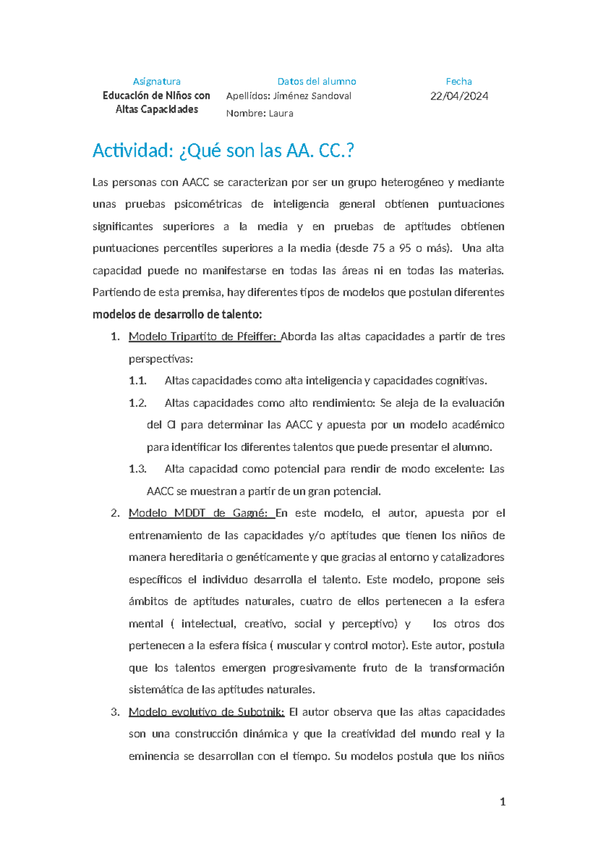 Qué son las AACC 1 - primera actividad - Educación de Niños con Altas ...