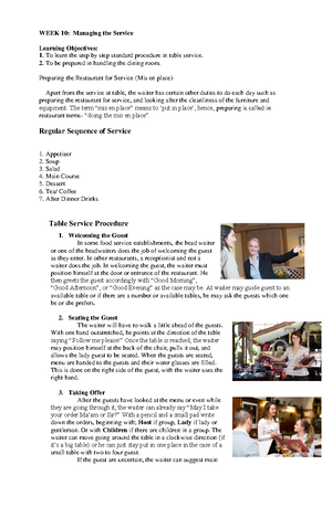 Safe Food Handling Procedures Topic 7 - TOPIC 7: Specific knowledge evidence Question 7. 7.1 ...