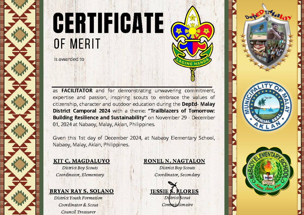 BSP Facilitator Certificate - as FACILITATOR and for demonstrating ...